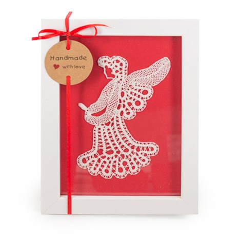 LACE PICTURE ANGEL on red background