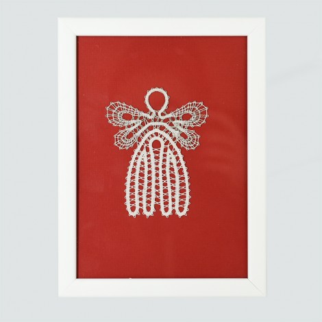 LACE PICTURE ANGEL on red background